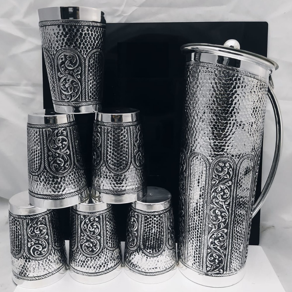 Buy quality 925 pure silver stylish antique jug and glasses set (1+6 ...