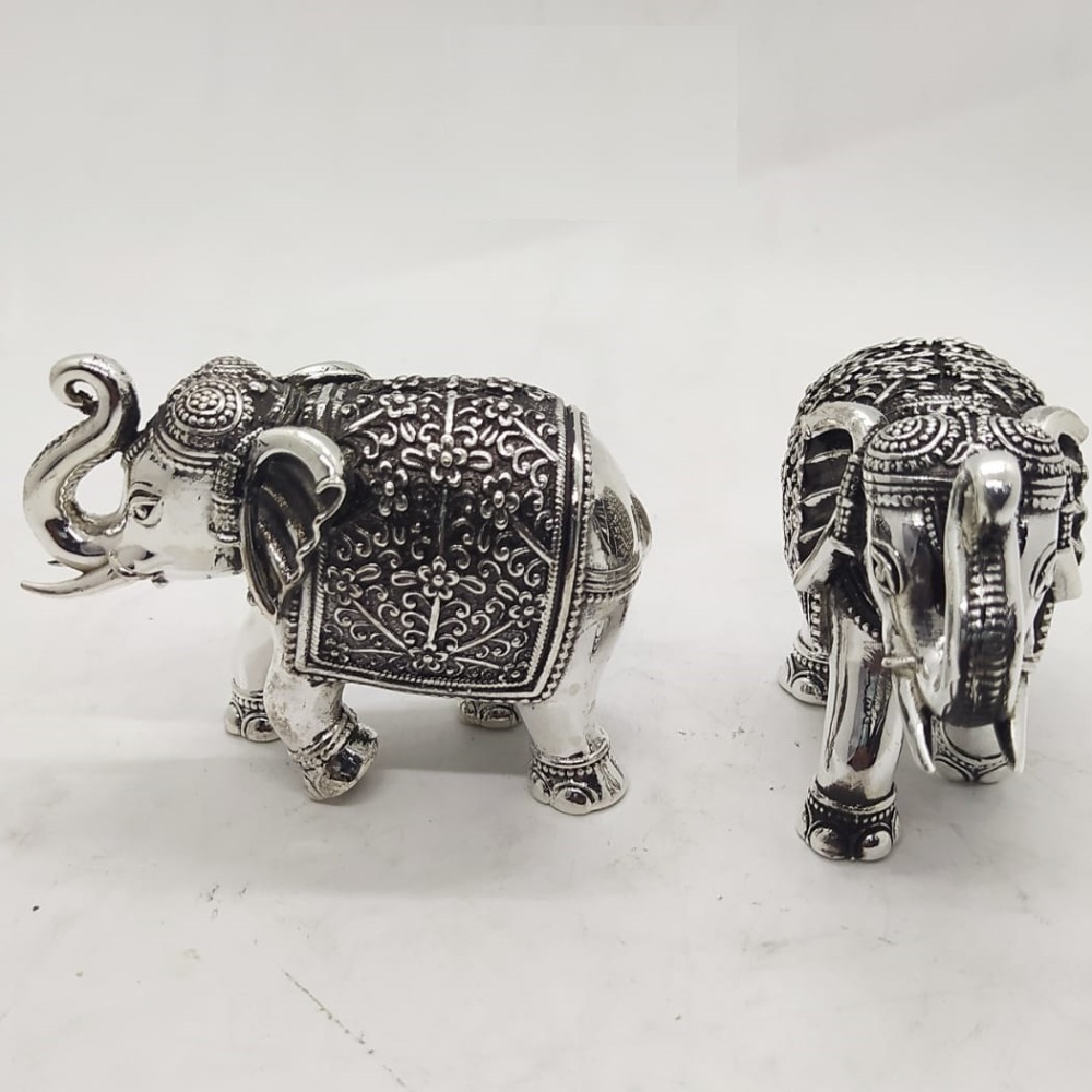 Buy quality 92.5 Pure Silver Elephant Pair With Raised Trunk PO-174-72 ...