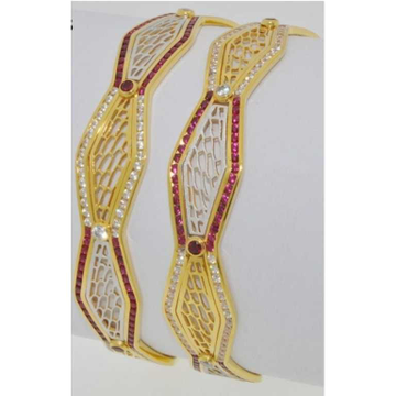 Manufacturer of Designer 22k gold laser cnc cz stone bangles | Jewelxy ...