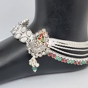 Showroom of Silver bridal meenakari designer payal mga pls0205 Jewelxy 202398