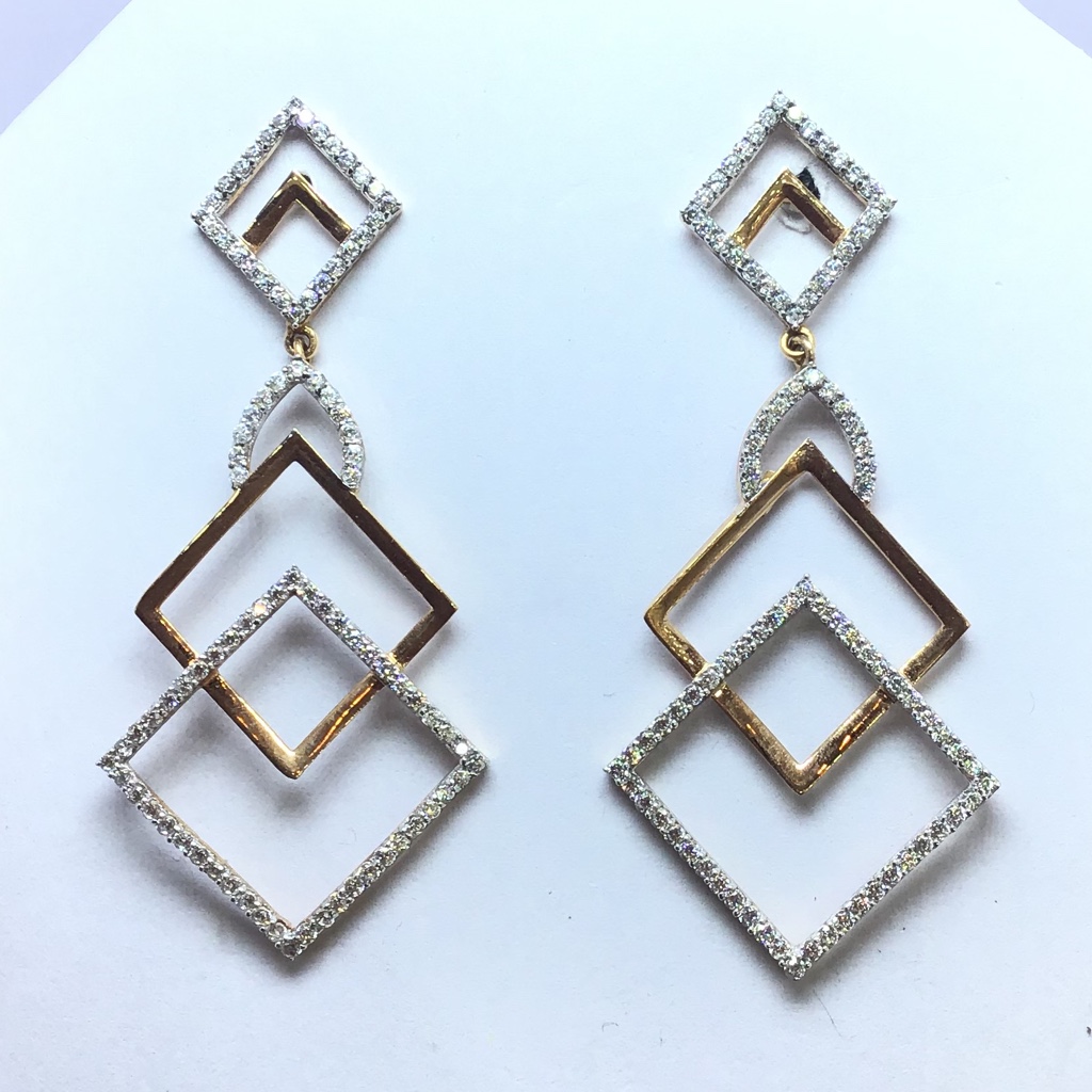 Buy quality designing square fancy rose gold earrings in Ahmedabad