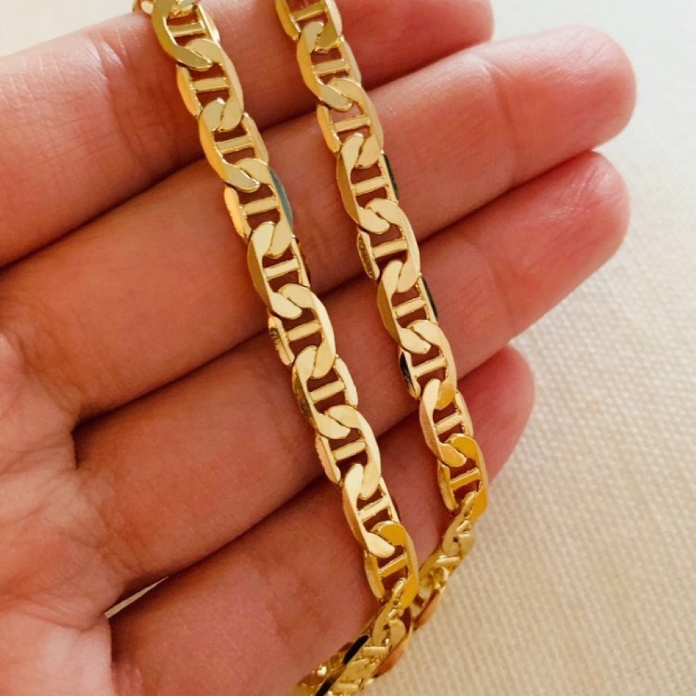 Showroom of 22 kt yellow real gold mariner link men's necklace chain 25 ...