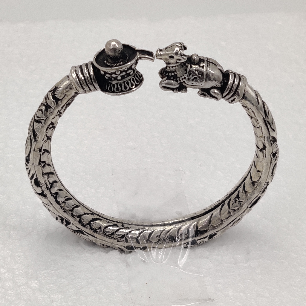 Manufacturer of 925 silver shiv linga and nandi design men's kada ...