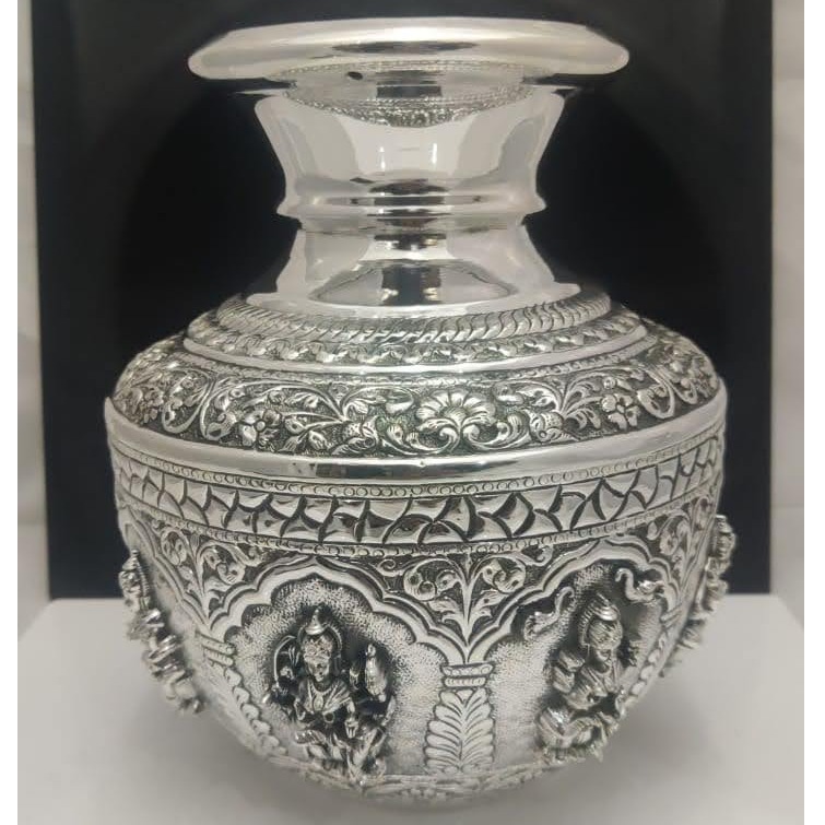 Buy quality Pure Silver AstaLakshmi Kalash (Vase) in High Rise Carvings ...