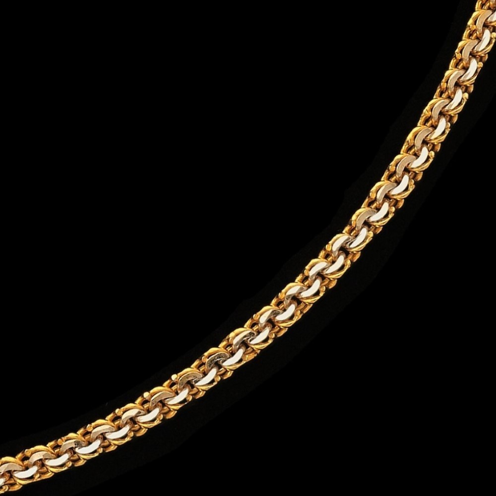 Showroom of 22kt hallmark real solid yellow gold necklace 2 tone link ...