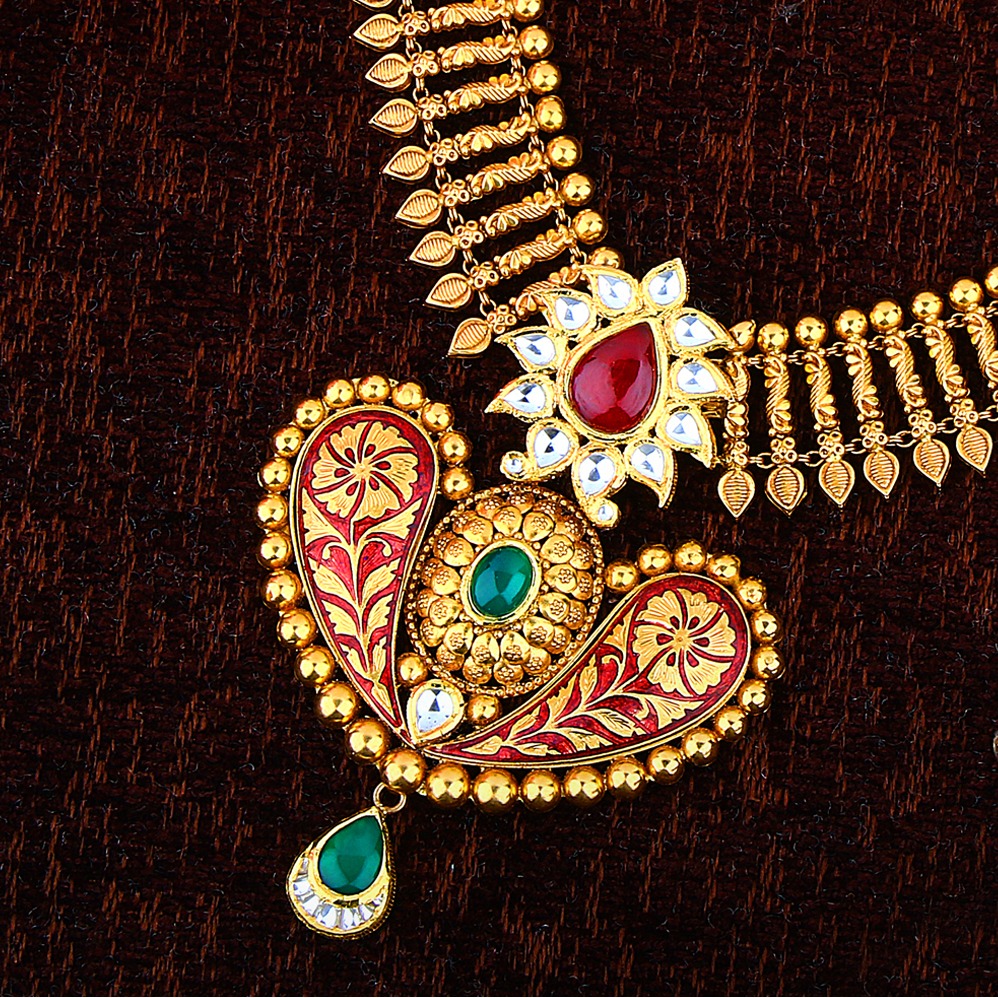 Wholesaler of 22kt gold antique necklace set for wedding p-2302 | Jewelxy - 83301