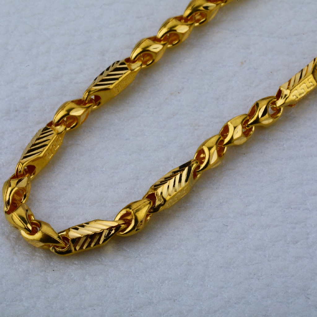 Manufacturer of 916 plain gold choco mens chain-mch 17 | Jewelxy - 138076