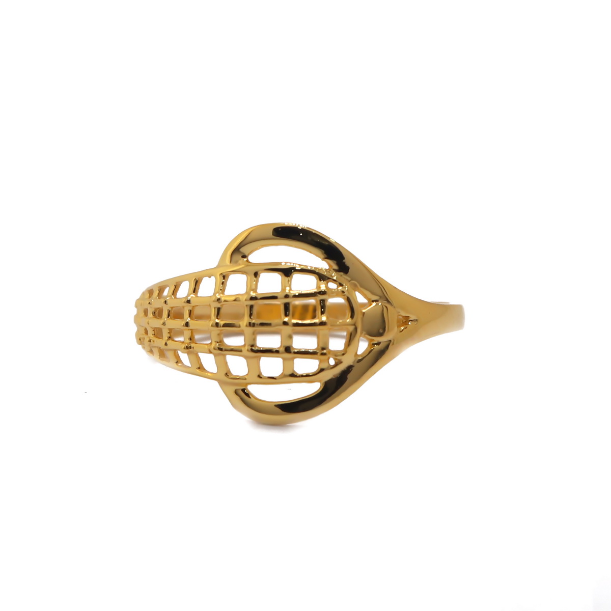 Manufacturer of 22k gold plain curvy ladder ring | Jewelxy - 202026