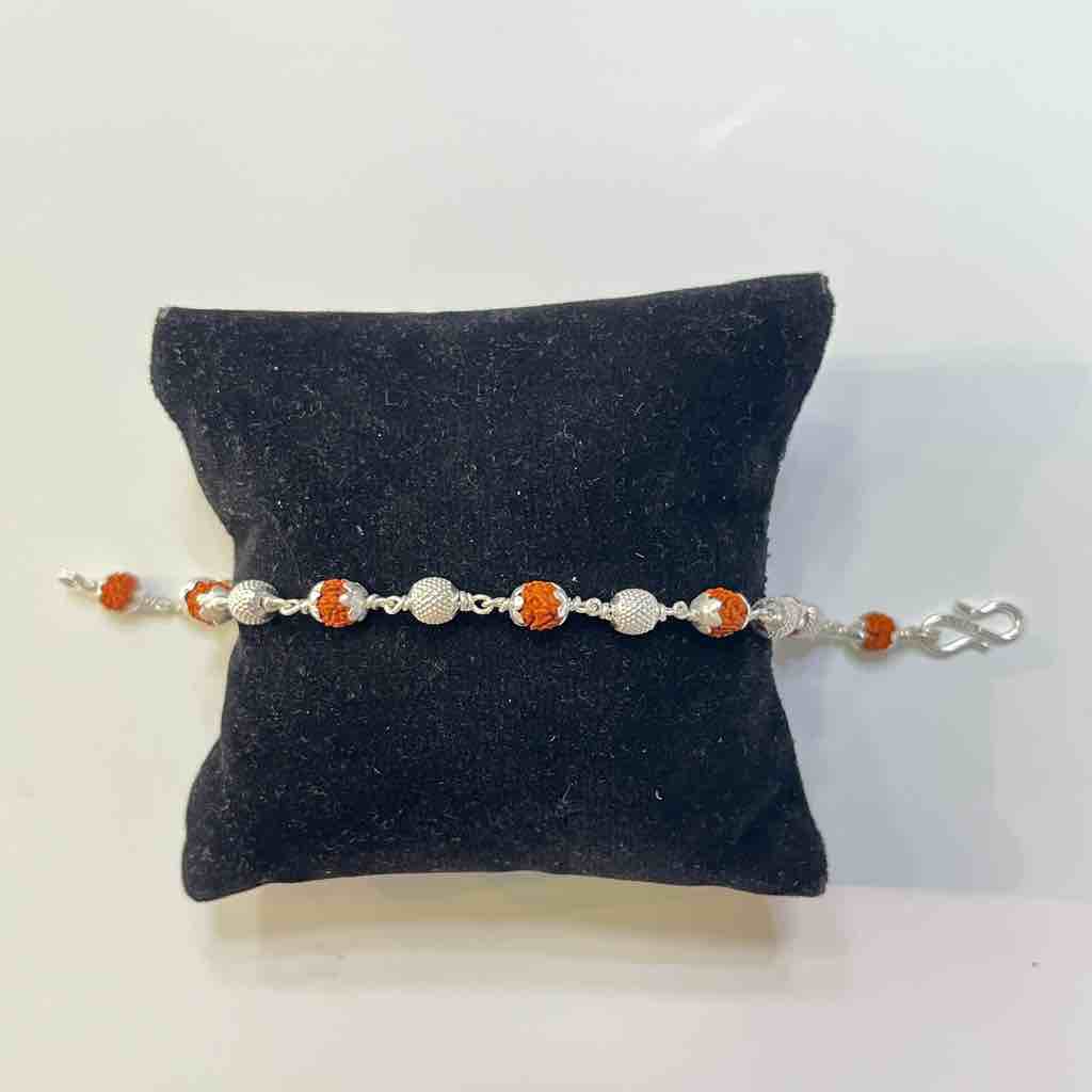 Showroom of 925 silver vertical ball with rudraksh rakhi | Jewelxy - 237524