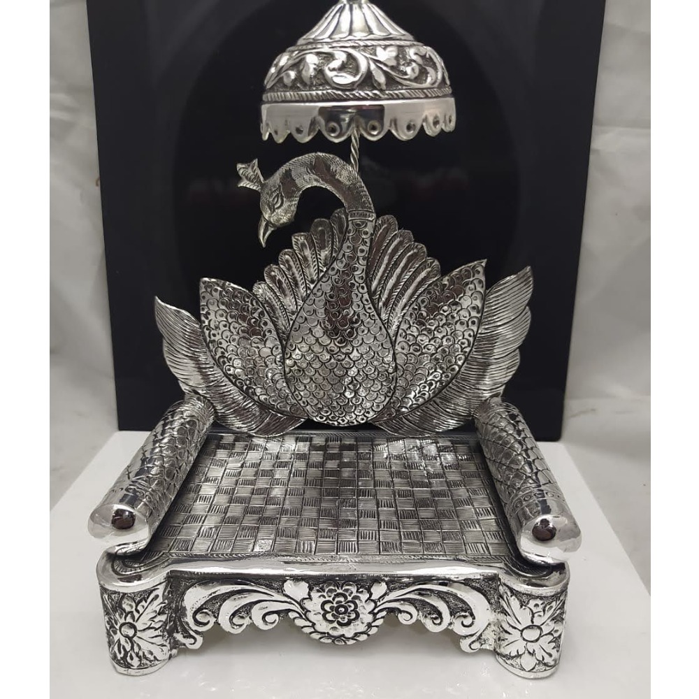 Buy quality 92.5 pure silver antique singhasan with dancing peacock PO ...