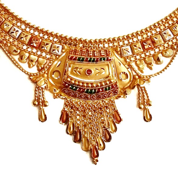 Showroom of 22k gold kalkatti jhula chain necklace set mga - gn091 ...