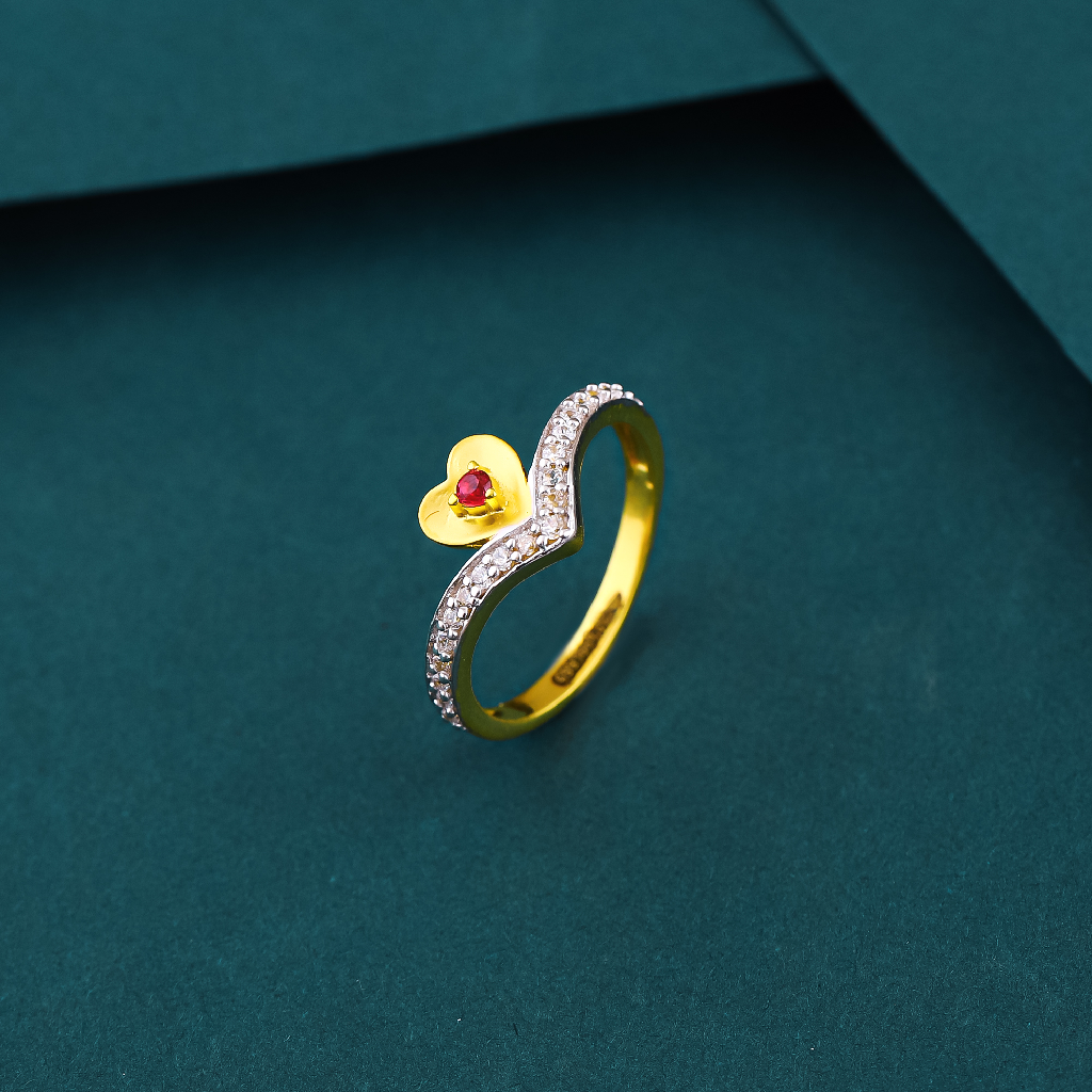 Showroom of 22k gold heart design with red stone ladies ring | Jewelxy ...