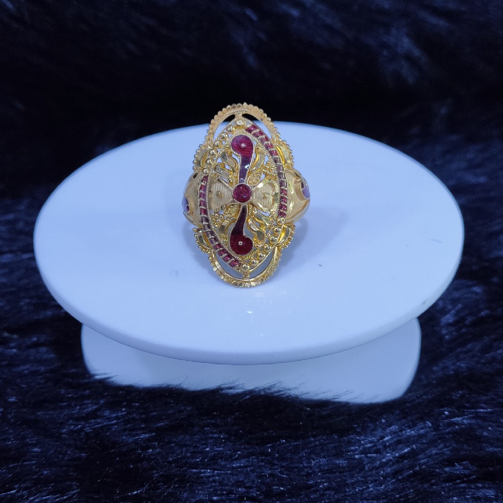 Buy quality 22KT/916 Yellow Gold plain Kalkati Diacere Peacock Ring For ...