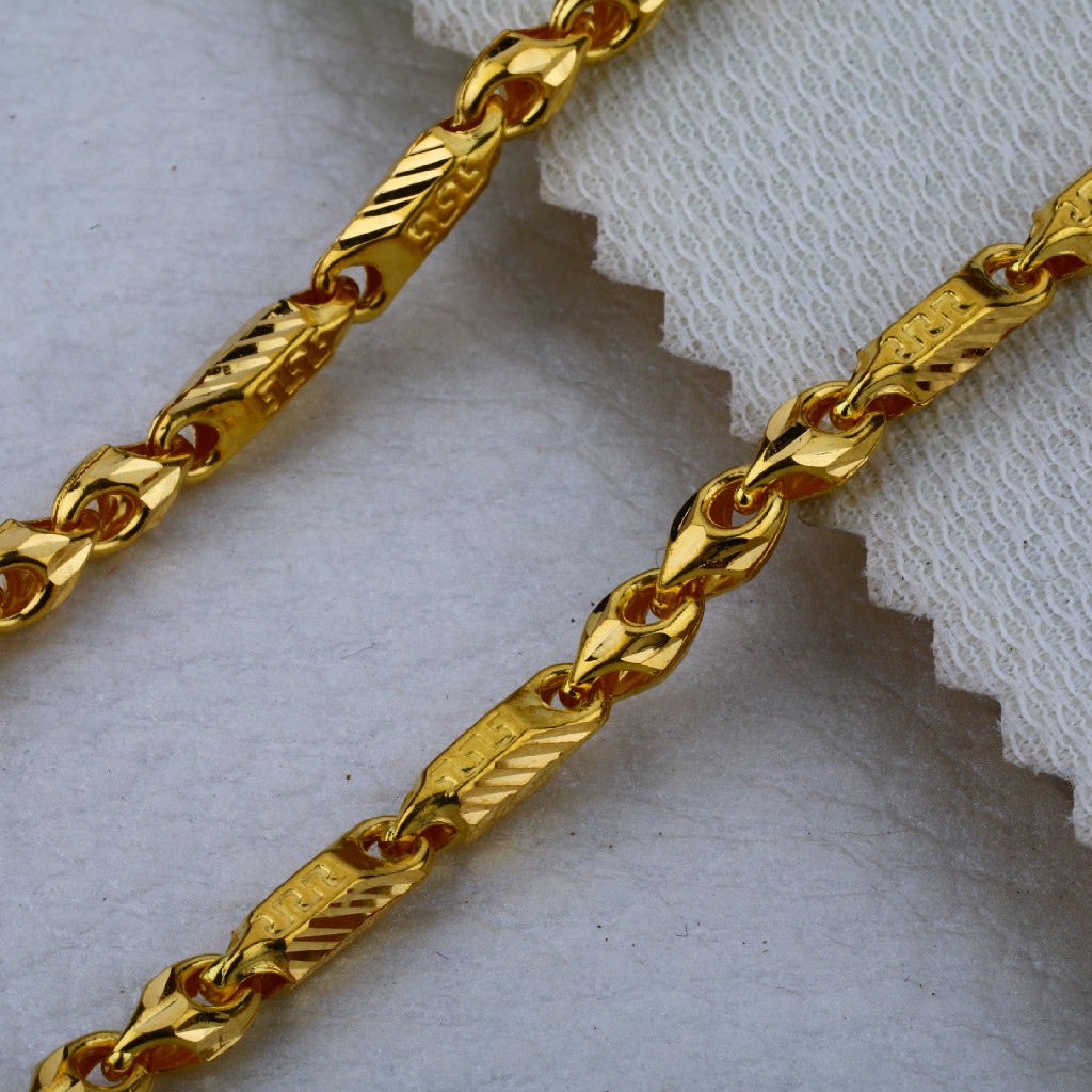 Manufacturer of 916 plain gold choco mens chain-mch 17 | Jewelxy - 138076