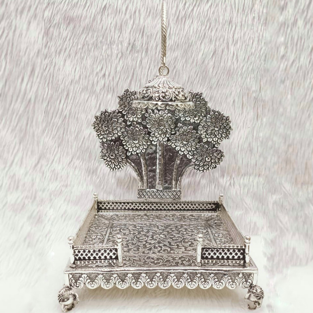 Wholesaler of Designer 92.5% pure silver sinhasan in antique work ...