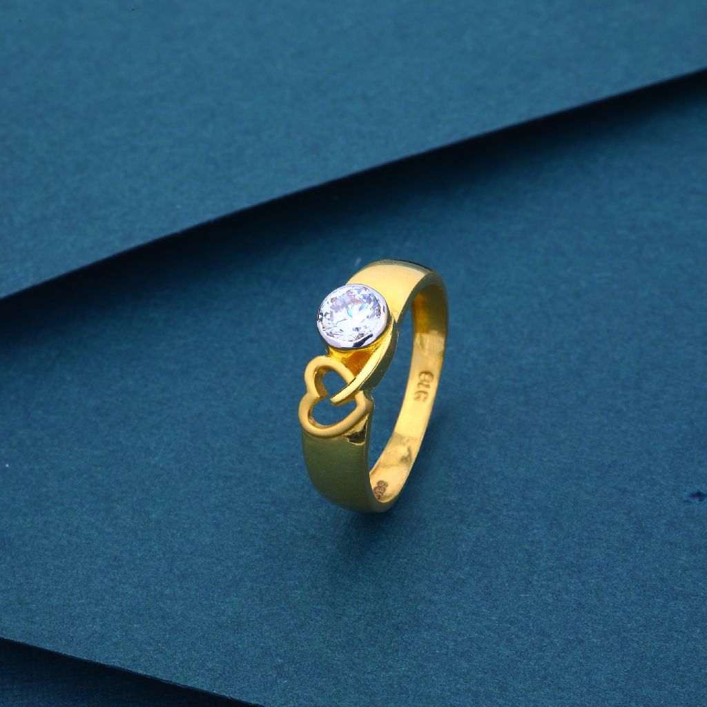 Buy quality 22K Gold Fancy Single Stone And Heart Shape Ring in Ahmedabad
