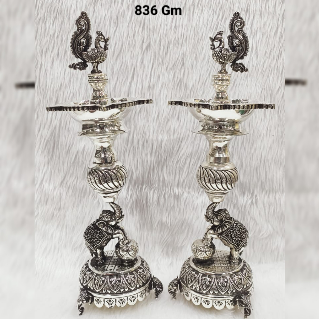 Buy quality 92.5% Pure Silver Samayi In Antique Work For Pujan in New Delhi
