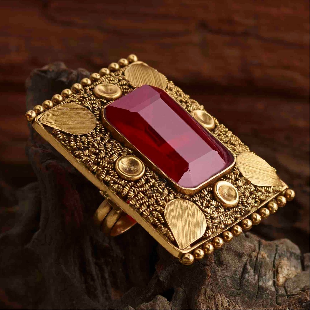 Showroom of 22k gold antique pink stone rings | Jewelxy - 183293