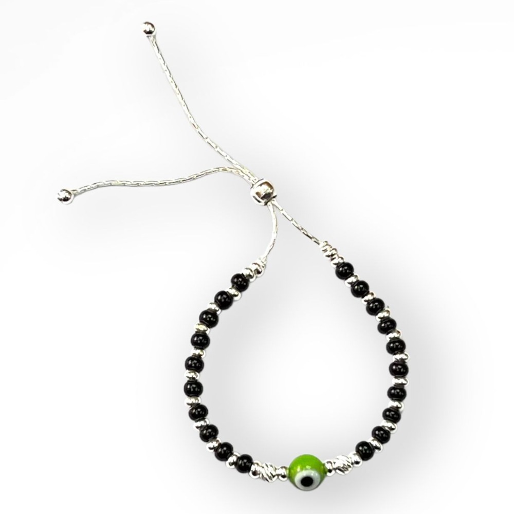 Manufacturer of 925 silver black moti with evil eye bracelet Jewelxy 231151
