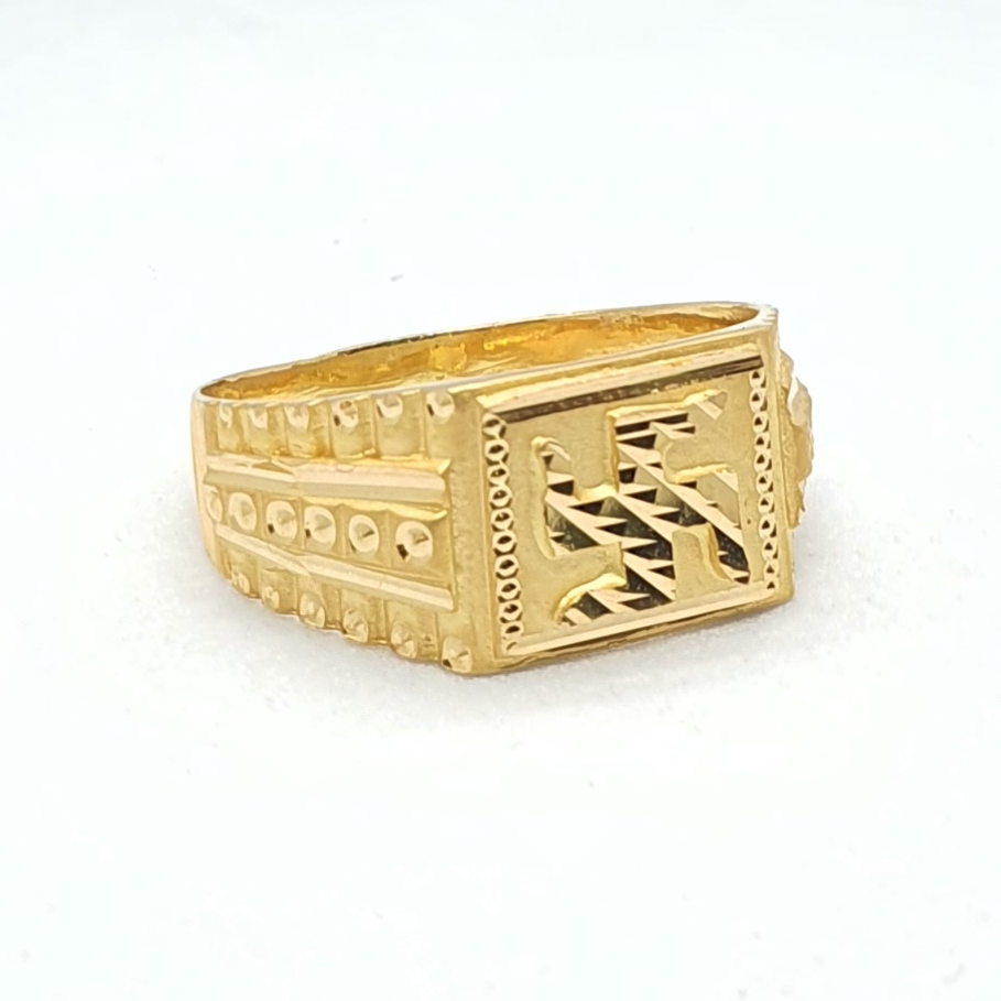 Showroom of Gold 91.6 swastik design gents ring | Jewelxy - 234247