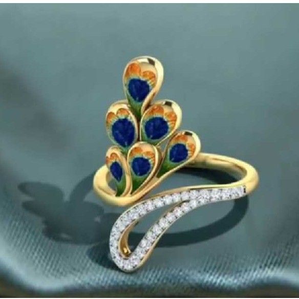 Wholesaler of 916 gold diamond peacock design ladies ring | Jewelxy - 54932