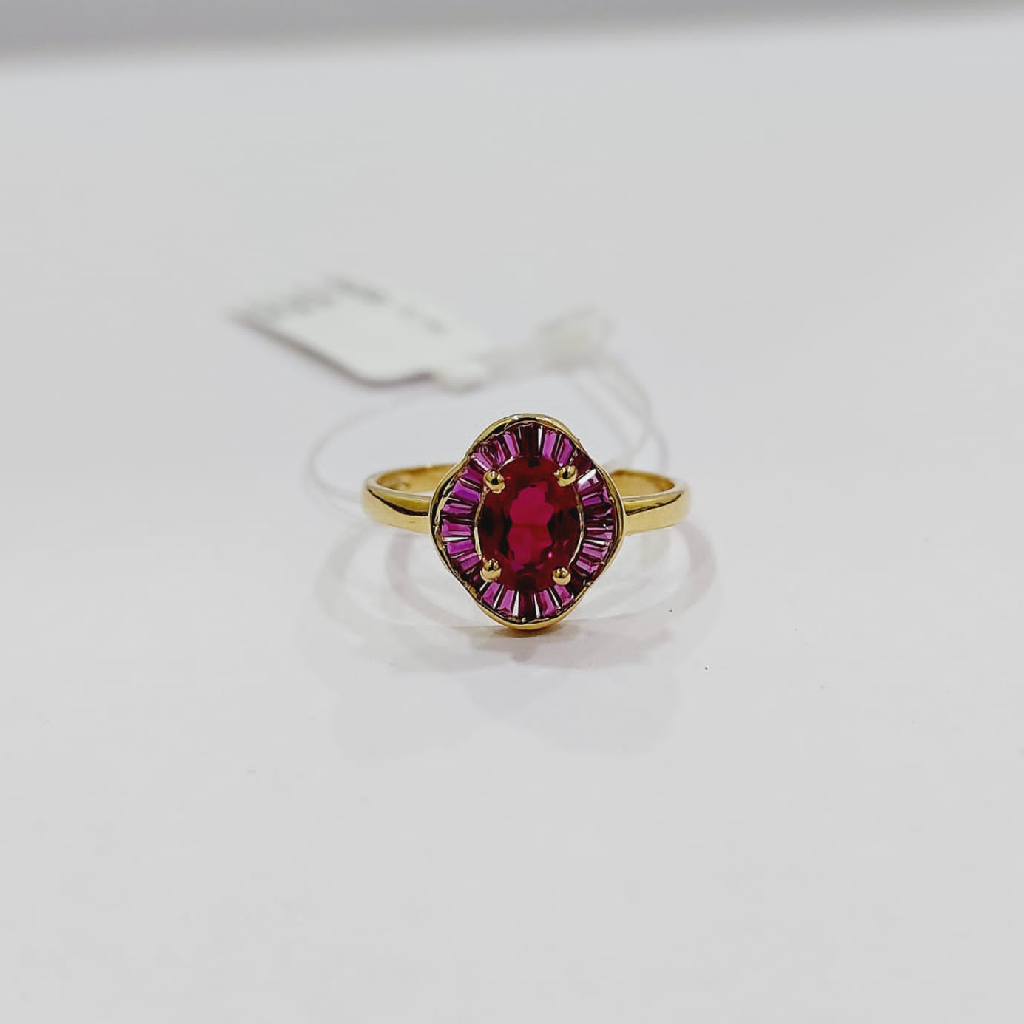 Buy quality 22k gold beautiful pink color stone ladies ring in Ahmedabad