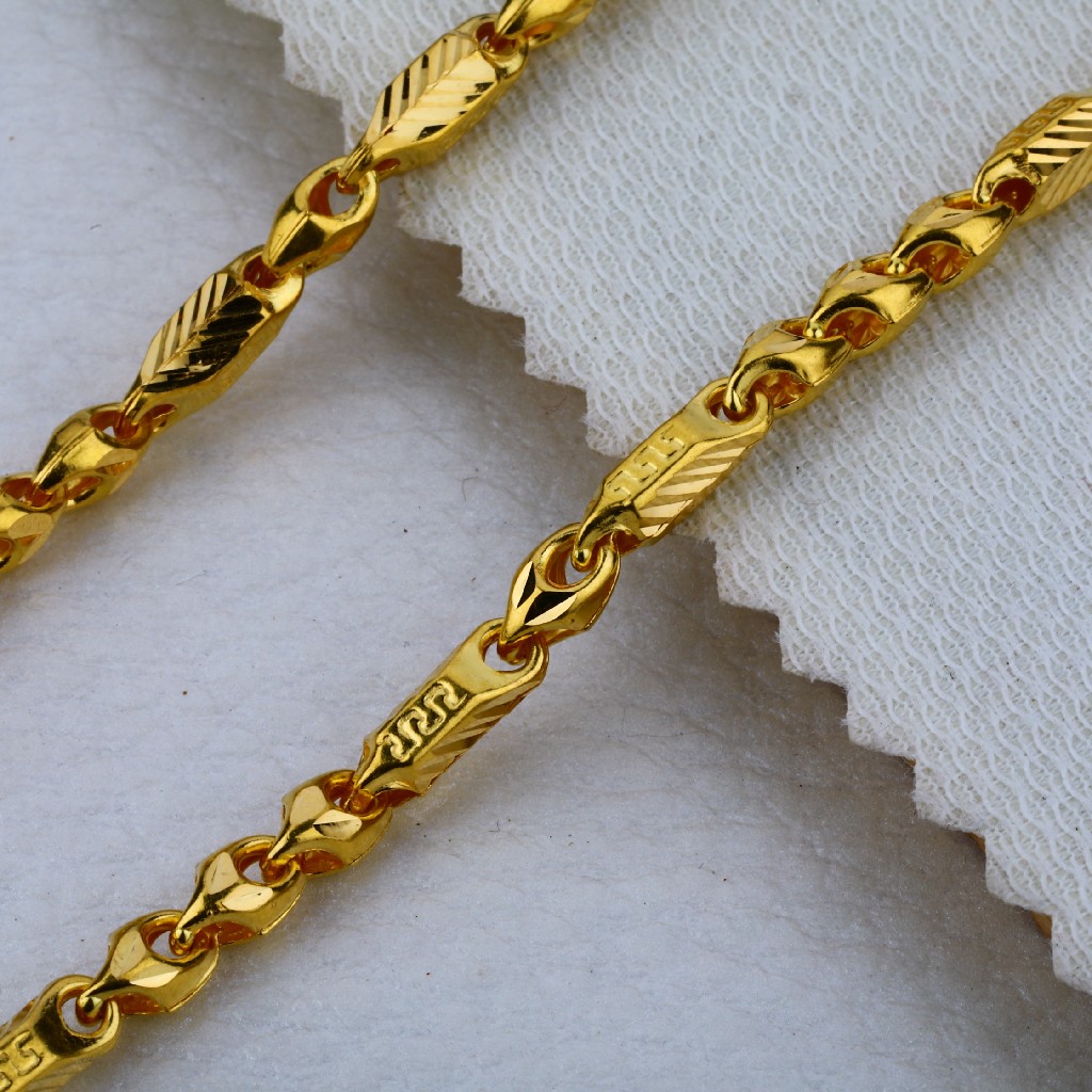 Manufacturer of 916 plain gold choco mens chain-mch 17 | Jewelxy - 138076