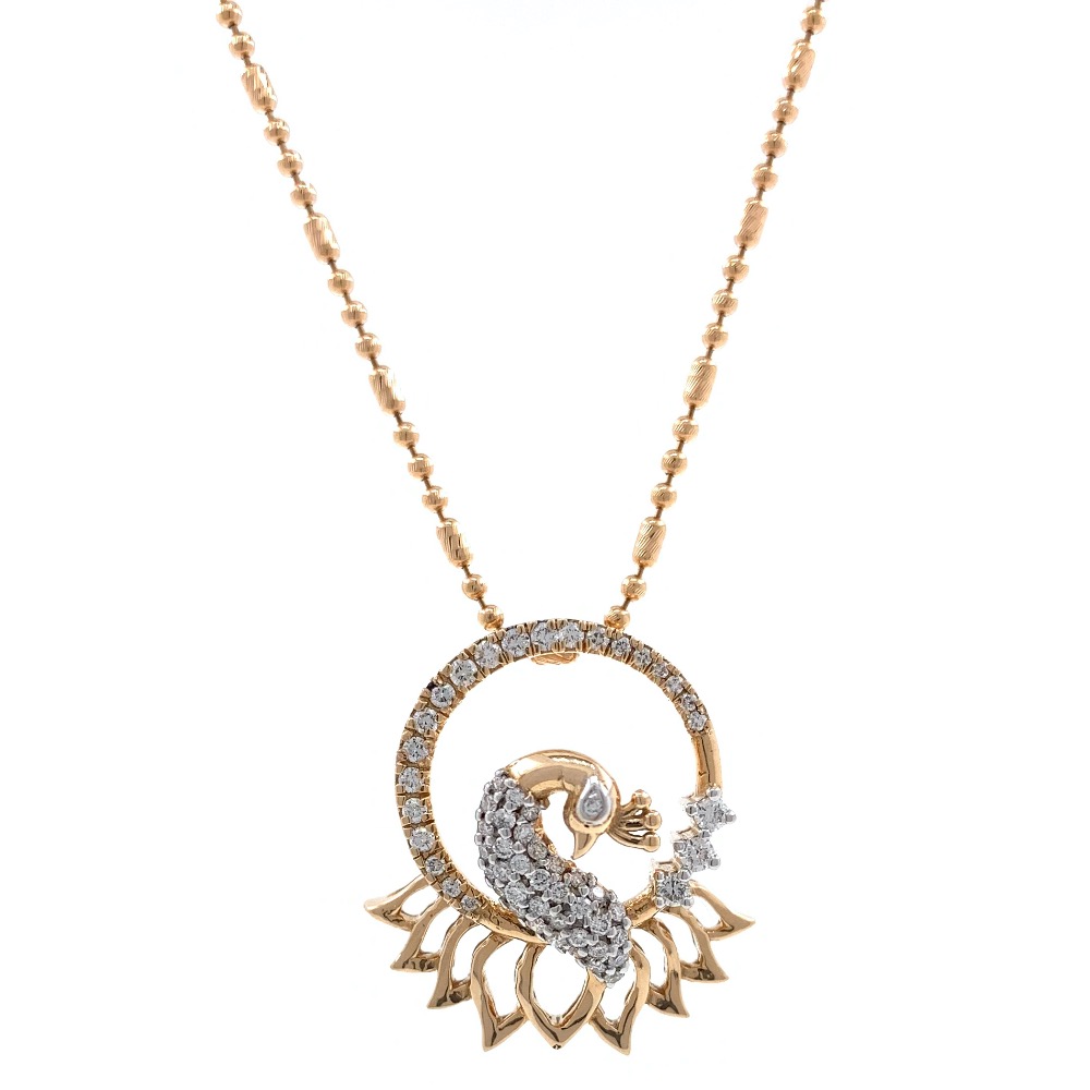 Showroom of Peacock design diamond pendant in 18k rose gold 9shp28 ...