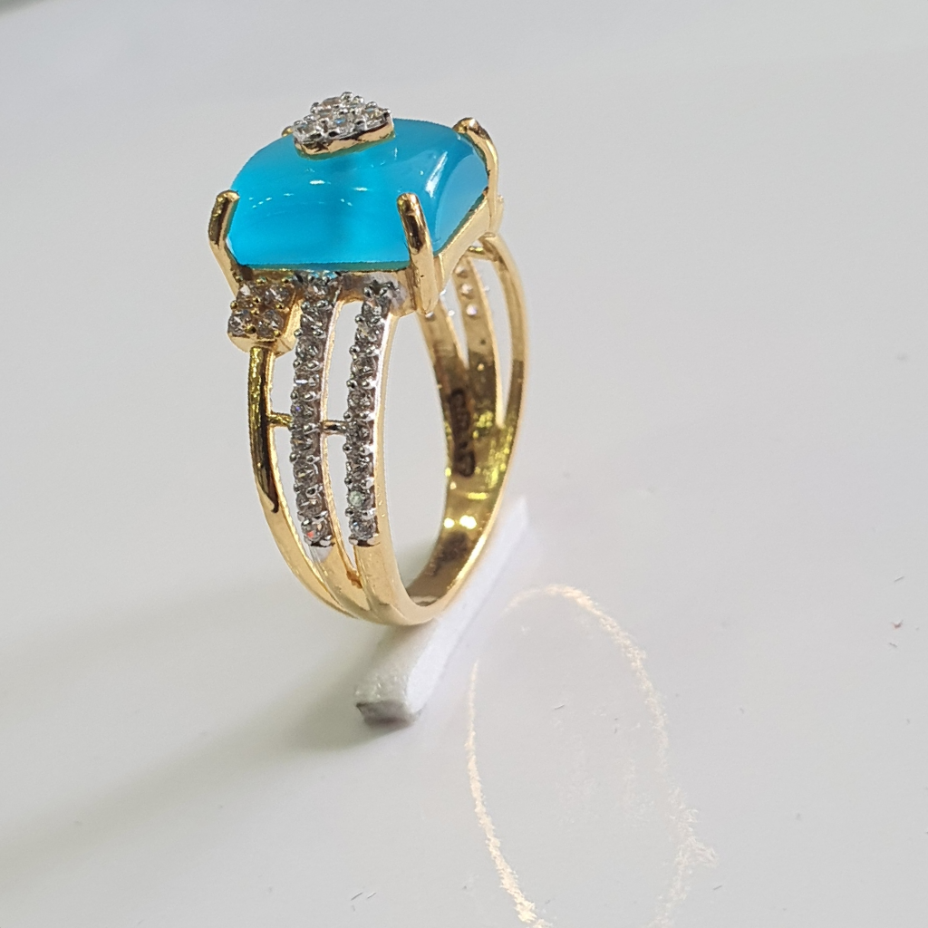 Showroom of 22k gold ring blue stone fency design | Jewelxy - 219209