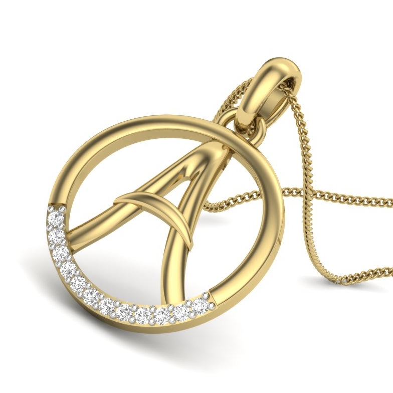 Manufacturer of 18k yellow gold alphabet - a diamond pendant for women ...